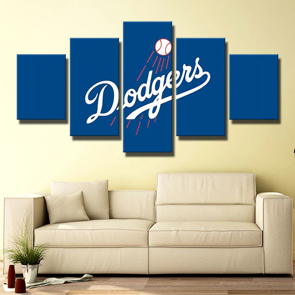 Los Angeles Dodgers MLB Baseball Sports Team Blue Logo 5 Piece Canvas ...
