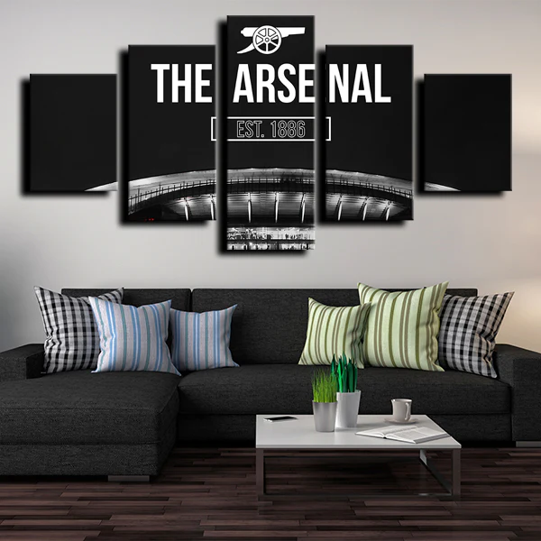 Arsenal FC Premier League Football Team Logo Crest 5 Piece Canvas Wall ...