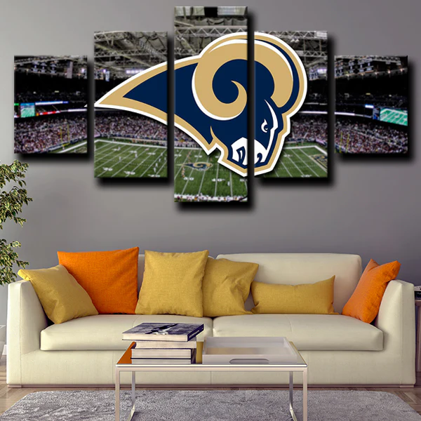Los Angeles Rams NFL Sports Team Logo And Stadium 5 Piece Canvas Wall ...