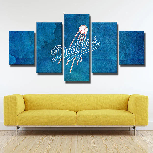MLB Baseball Los Angeles Dodgers Sports Team Blue Logo 5 Piece Canvas ...