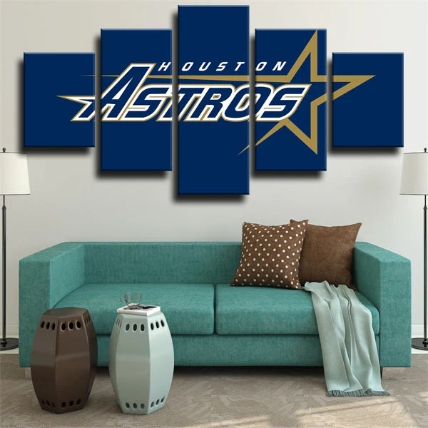 Houston Astros MLB Baseball Sports Team Blue Logo 5 Piece Canvas Wall ...