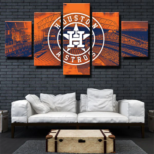 Houston Astros MLB Baseball Team Logo and Stadium 5 Piece Canvas Wall ...