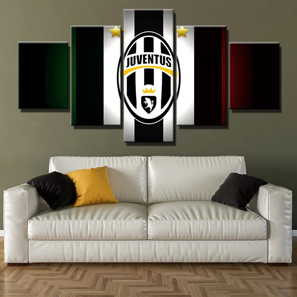 Juventus Serie A Football Soccer Team Stripe Logo 5 Piece Canvas Wall ...