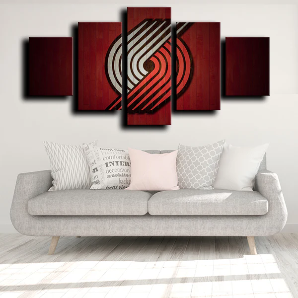 Portland Trail Blazers NBA Basketball Sports Team Logo 5 Piece Canvas ...