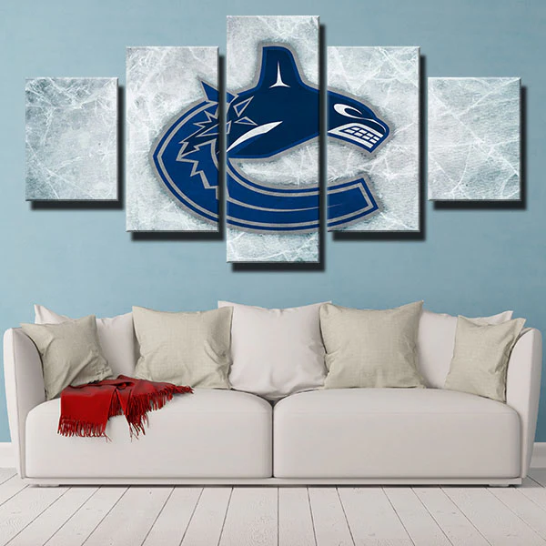 Vancouver Canucks Scratched Ice Logo NHL Hockey 5 Piece Canvas Wall Ar ...
