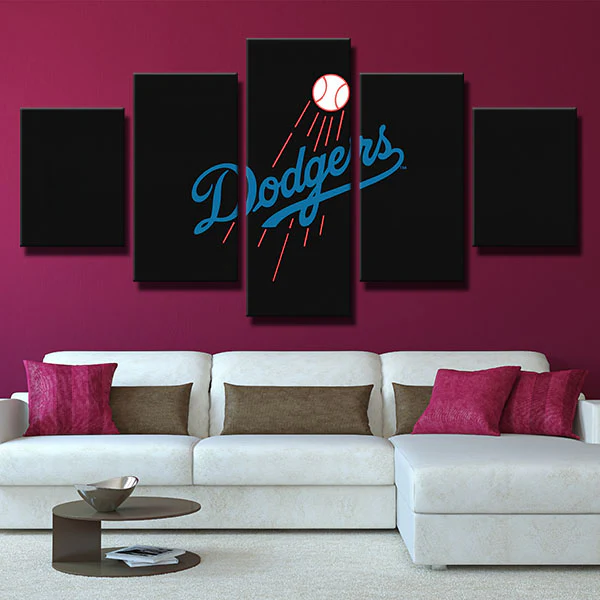 Los Angeles Dodgers MLB Baseball Sports Team Logo 5 Piece Canvas Wall ...