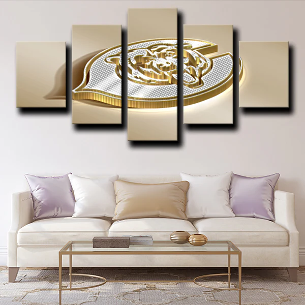 Chicago Bears NFL Football Sports Team Logo Gold 5 Piece Canvas Wall A ...