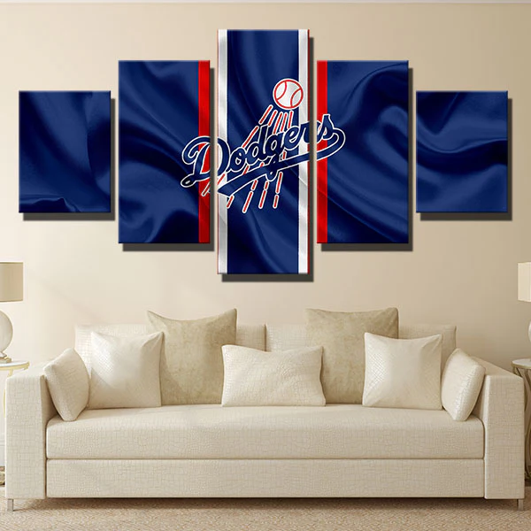 Los Angeles Dodgers Logo MLB Baseball Sports Team 5 Piece Canvas Wall ...
