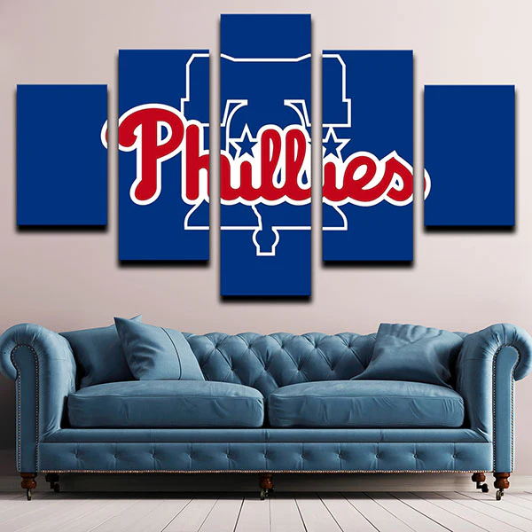 MLB Baseball Sports Team Philadelphia Phillies Blue Logo 5 Piece Canva ...
