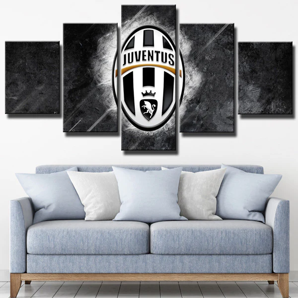 Serie A Football Club Juventus FC Soccer Team Logo 5 Piece Canvas Wall ...