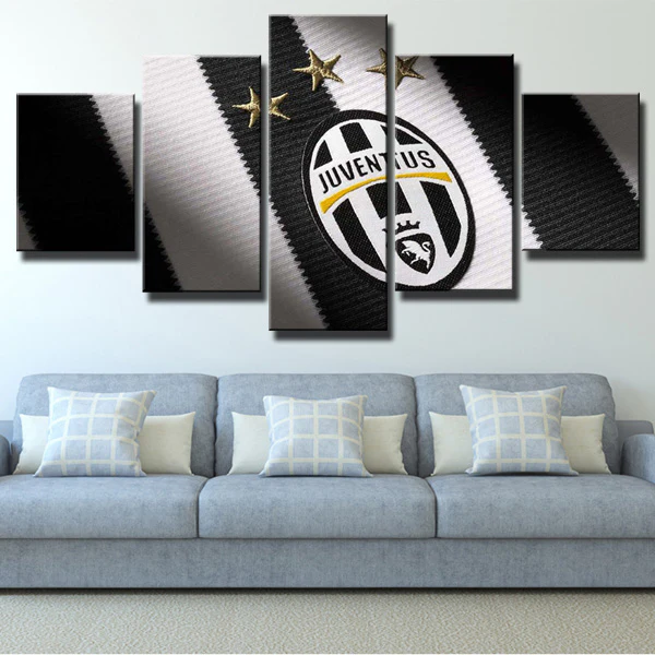 The Zebras Serie A Football Club Juventus FC Logo 5 Piece Canvas Wall ...
