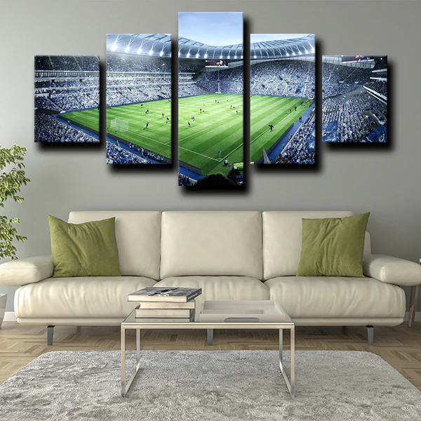 Tottenham Hotspur FC Spurs Stadium Green Field 5 Piece Canvas Wall Art ...
