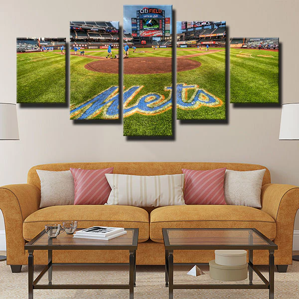MLB Baseball Team New York Mets Home Stadium 5 Piece Canvas Wall Art P ...