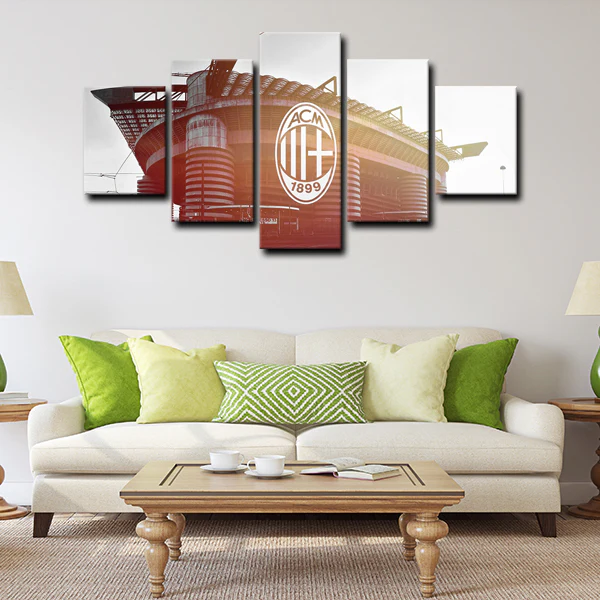 AC Milan Football Club Soccer Team San Siro Stadium 5 Piece Canvas Wal ...