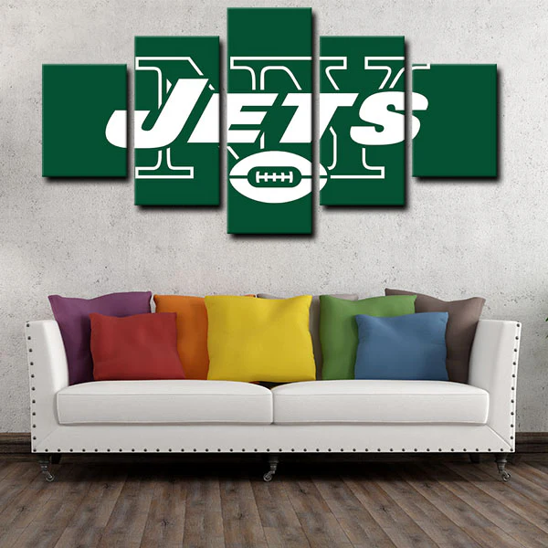 New York Jets NFL Football Sports Team Green Logo 5 Piece Canvas Wall ...