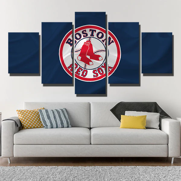 Boston Red Sox MLB Baseball Team Logo Emblem 5 Piece Canvas Wall Art P ...
