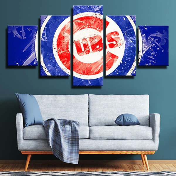 Chicago Cubs MLB Baseball Sports team Blue Logo 5 Piece Canvas Wall Ar ...