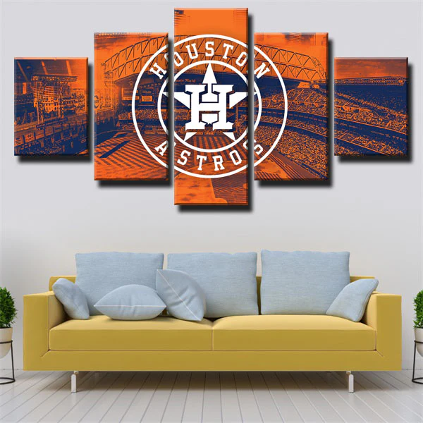 Houston Astros MLB Baseball Team Logo and Stadium 5 Piece Canvas Wall ...