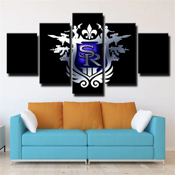 New Orleans Saints NFL Sports Team Logo Black & Blue 5 Piece Canvas Wa ...