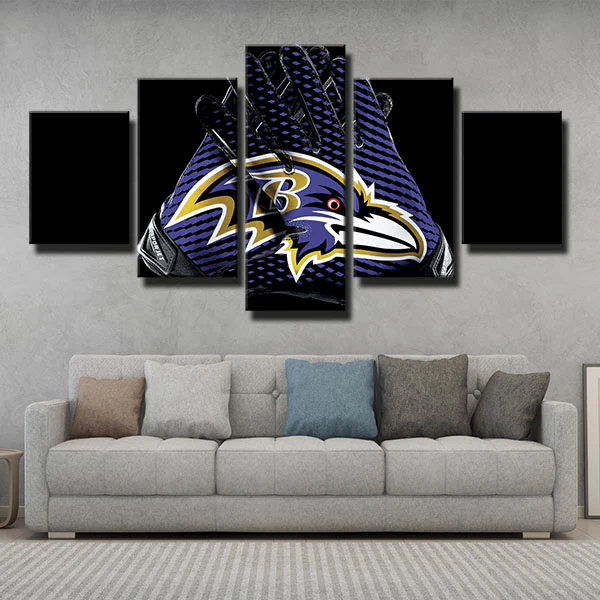 Baltimore Ravens NFL Football Sports Team Gloves Logo 5 Piece Canvas W ...