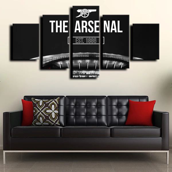 Arsenal FC Premier League Football Team Logo Crest 5 Piece Canvas Wall ...