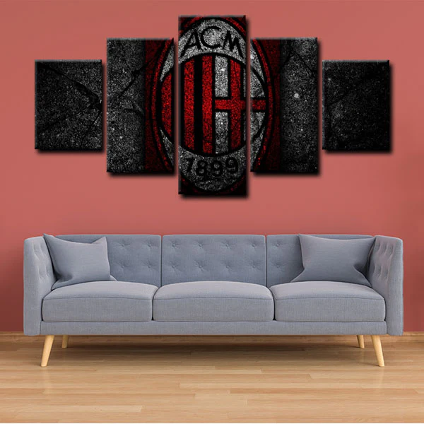 AC Milan Classic Logo Serie A Football Sports Team 5 Piece Canvas Wall ...