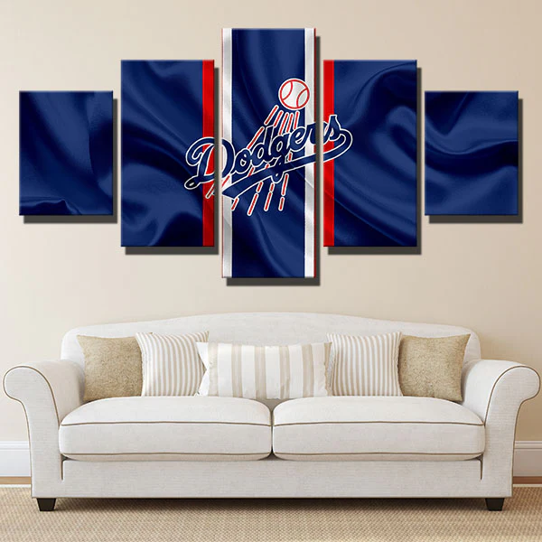 Los Angeles Dodgers Logo MLB Baseball Sports Team 5 Piece Canvas Wall ...