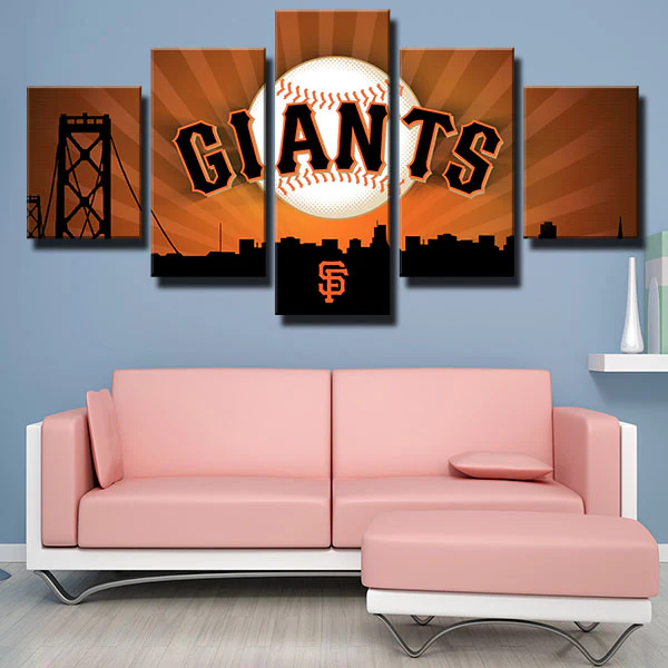 San Francisco Giants MLB Baseball Team Logo Black City 5 Piece Canvas ...