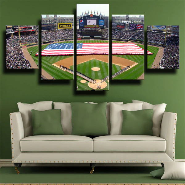 Chicago White Sox MLB Baseball Team Arena Stadium 5 Piece Canvas Wall ...