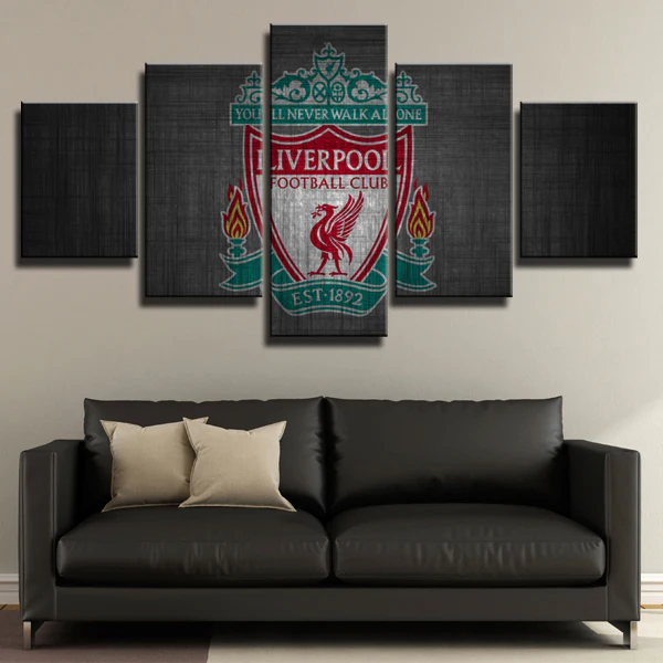 Liverpool FC Logo Premier League Football Team 5 Piece Canvas Wall Art ...