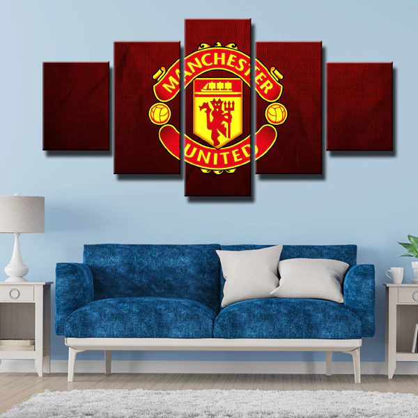 Manchester United The Red Devils Football Team Logo 5 Piece Canvas Wal ...