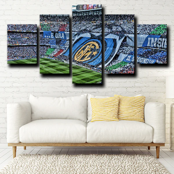 Inter Milan Football Club Logo & Stadium San Siro 5 Piece Canvas Wall ...