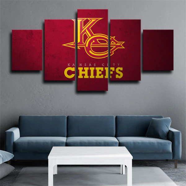 Kansas City Chiefs NFL Football Logo Red & Gold 5 Piece Canvas Wall Ar ...