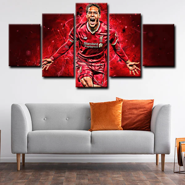 Virgil van Dijk Liverpool Football Club Defender 5 Piece Canvas Wall A ...