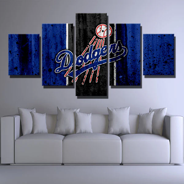 MLB Los Angeles Dodgers Logo Baseball Sports Team 5 Piece Canvas Wall ...