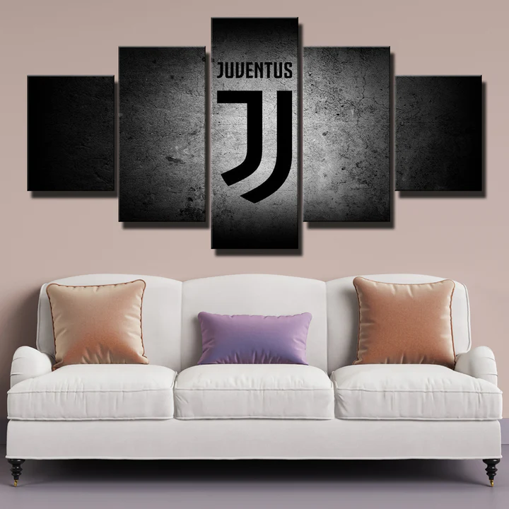 Juventus Serie A Football Club Soccer Team Logo 5 Piece Canvas Wall Ar ...