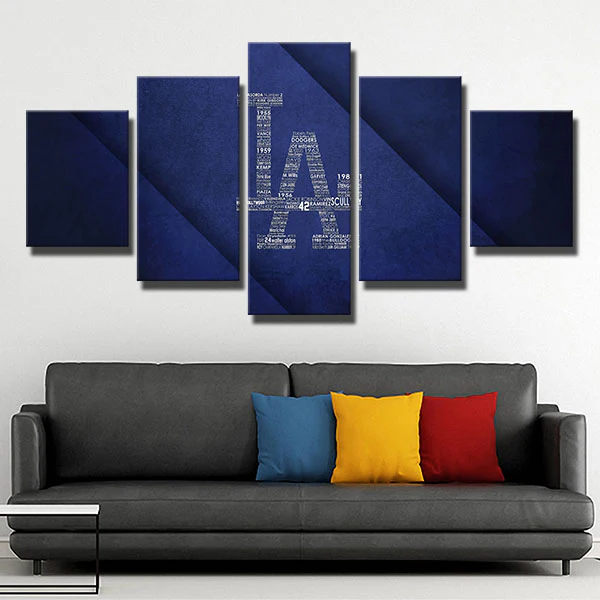 MLB Baseball Los Angeles Dodgers Sports Team Logo LA 5 Piece Canvas Wa ...