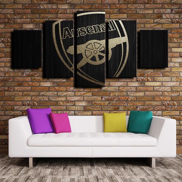 Premier League Arsenal FC Football Team Logo Crest 5 Piece Canvas Wall ...