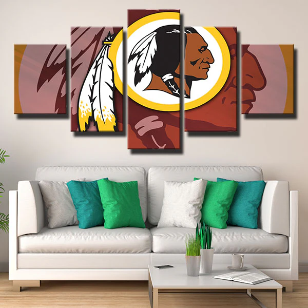 Washington Redskins NFL Football Team Lamination Logo 5 Piece Canvas W ...