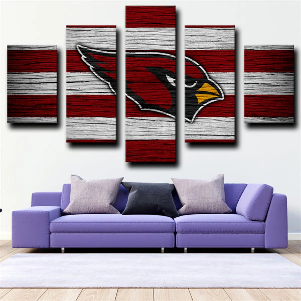 NFL Arizona Cardinals Sports Team Red & White Logo 5 Piece Canvas Wall ...