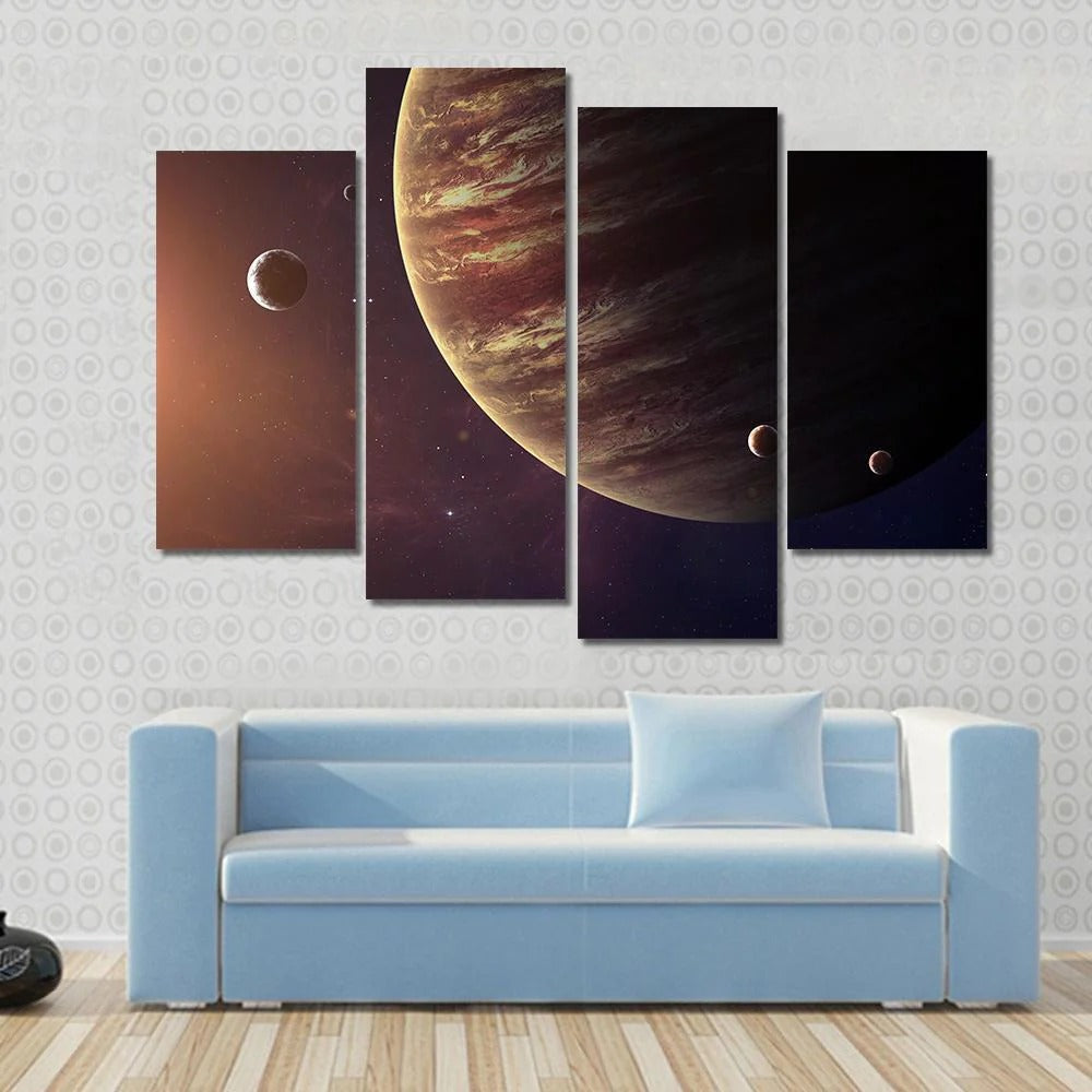 Jupiter And Moons Outer Space Solar System 4 Piece Canvas Wall Art Pai ...