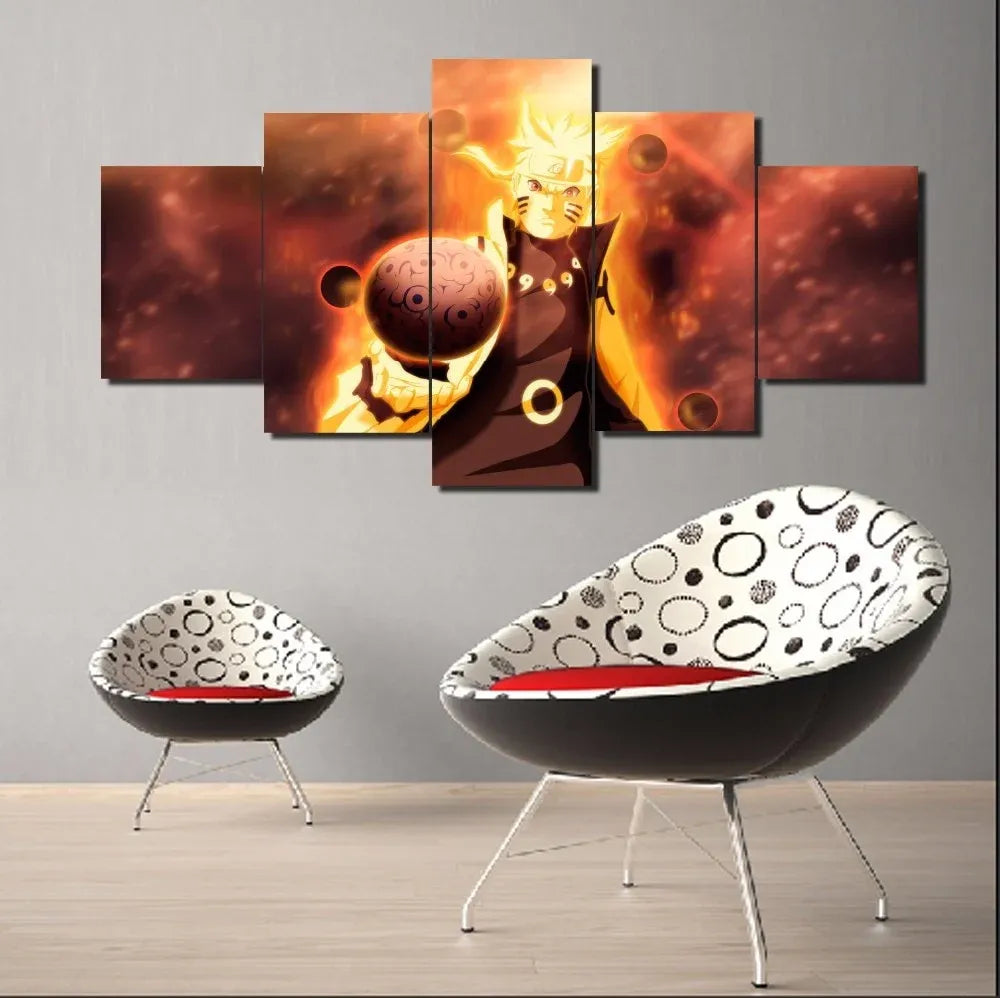 Naruto Kurama Chakra Mode for Naruto Fans 5 Piece Canvas Wall Art Pain ...