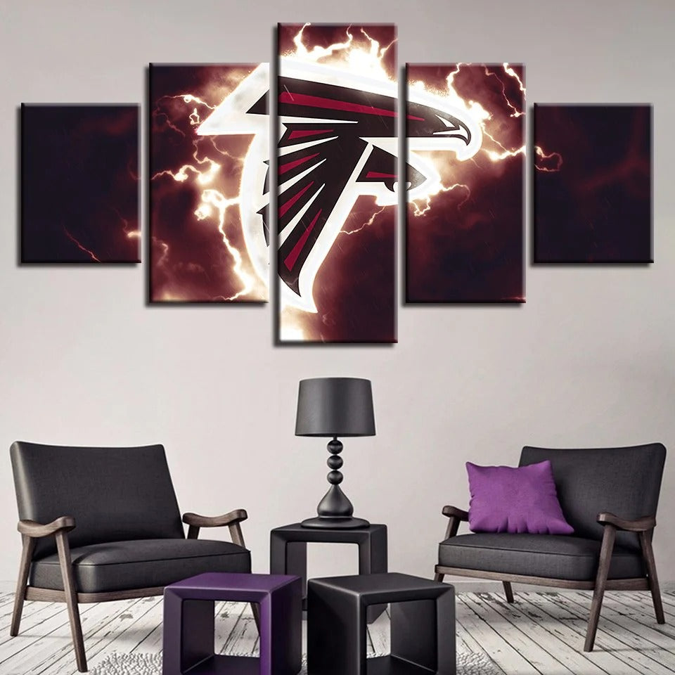 NFL Football Atlanta Falcons Thunder Electric Logo 5 Piece Canvas Wall ...