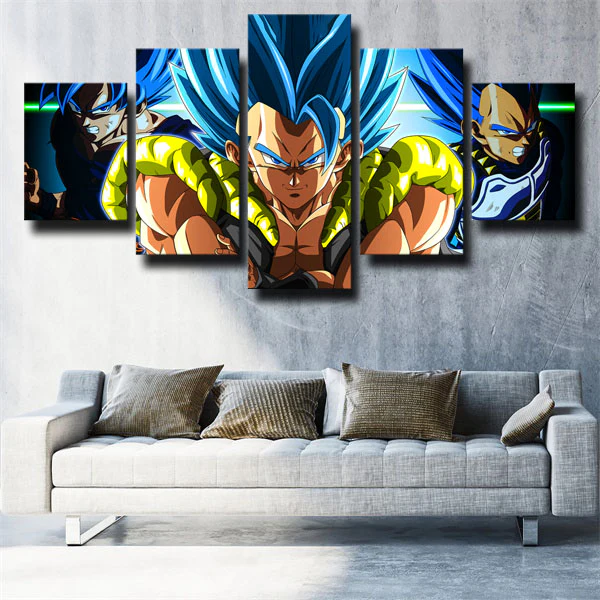 Gogeta and Goku and Vegeta Dragon Ball Z 5 Piece Canvas Wall Art Paint ...