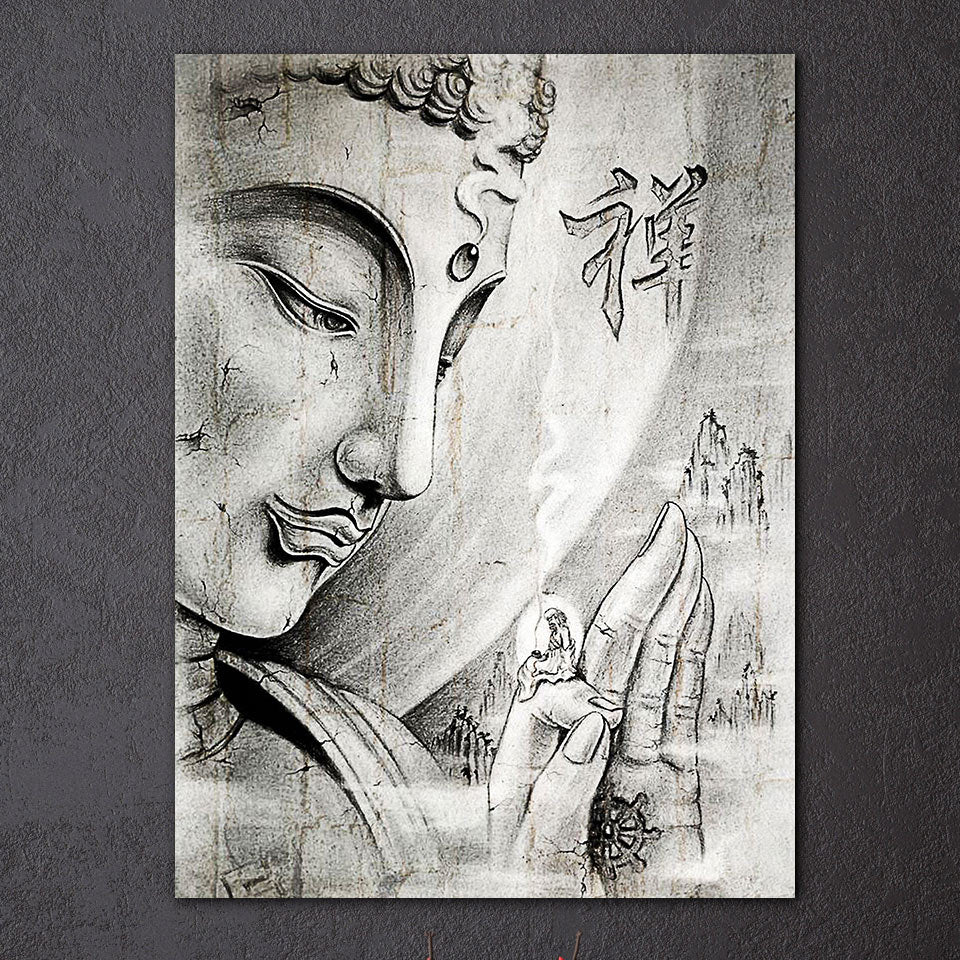 Buddha Buddhism Buddhist Framed 1 Panel Piece Canvas Wall Art Painting ...