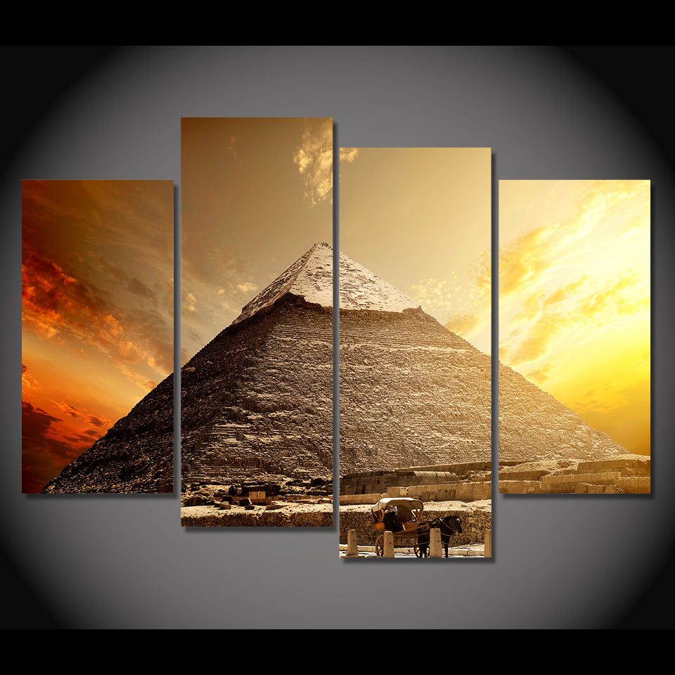 Egyptian Pyramid Framed 4 Piece Canvas Wall Art Painting Wallpaper Pos ...