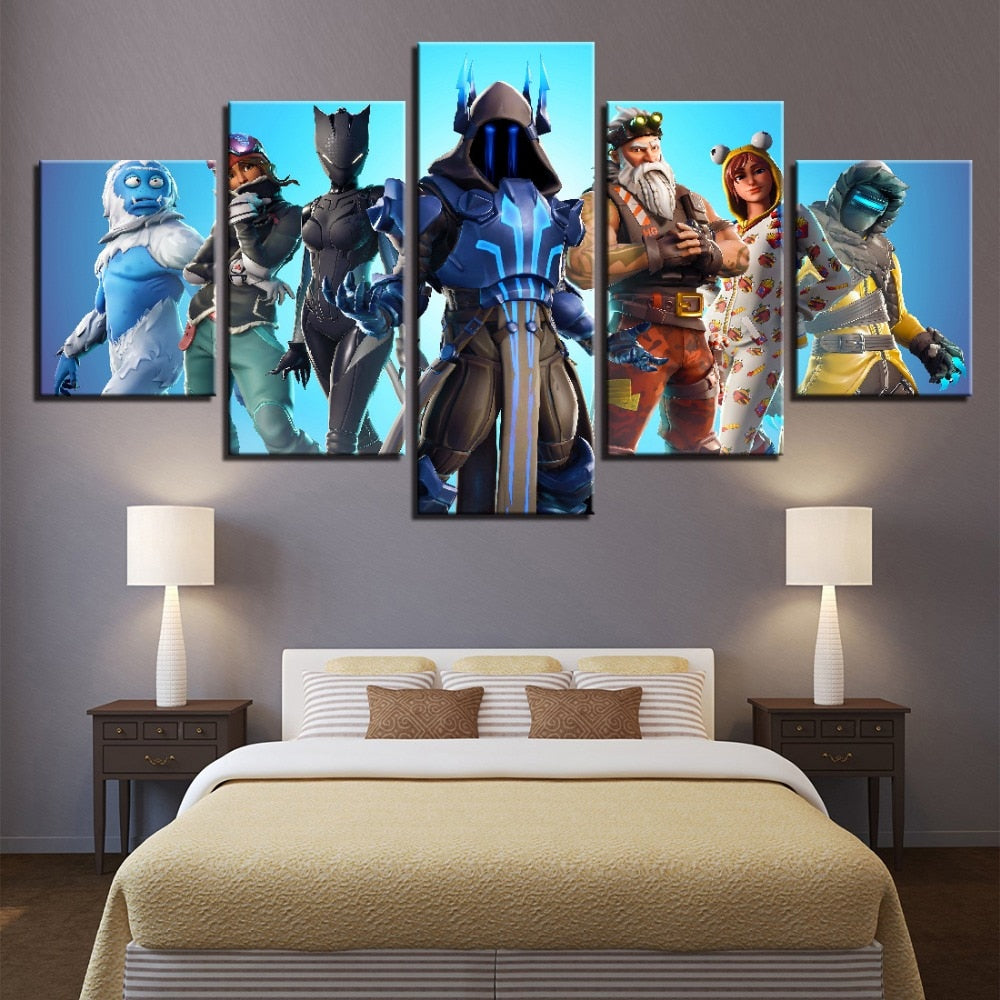Fortnight Battle Royale Framed 5 Piece Video Game Canvas Wall Art Imag ...